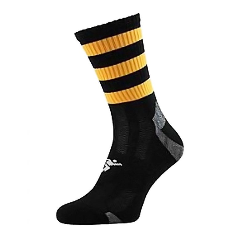 Precision Pro Hooped Mid Socks – Black/Amber - Team Kit