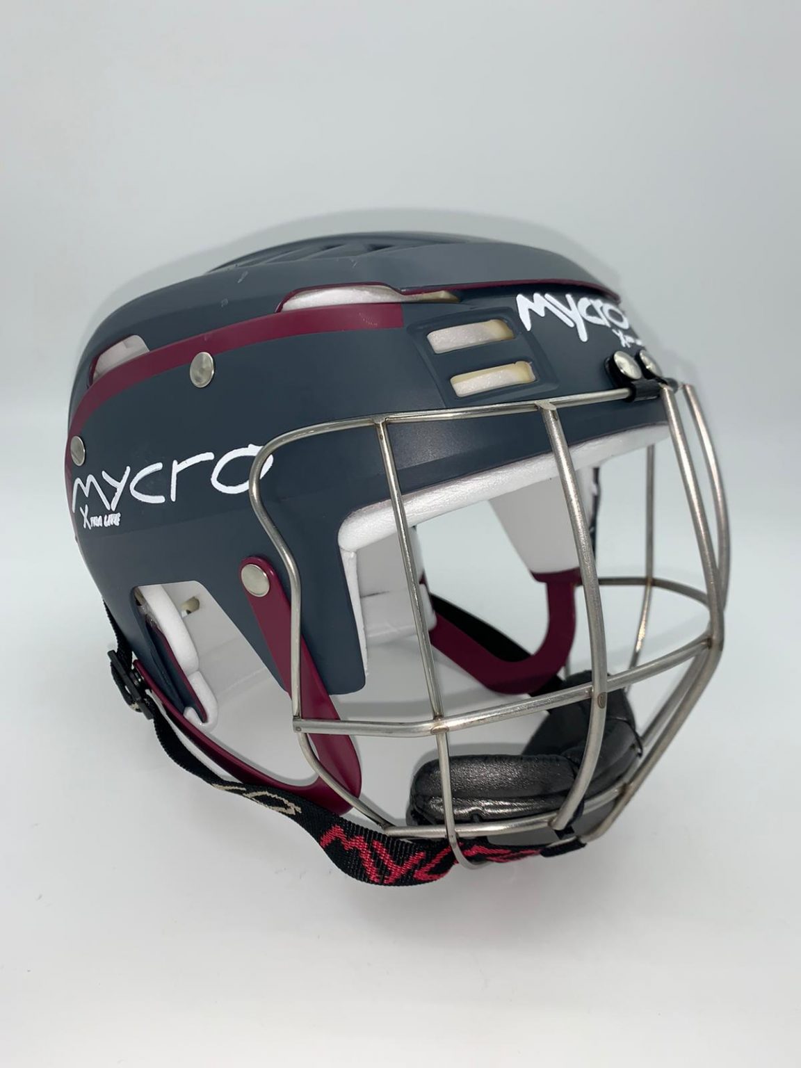 Grey and Maroon Stripe Mycro Helmet - Team Kit