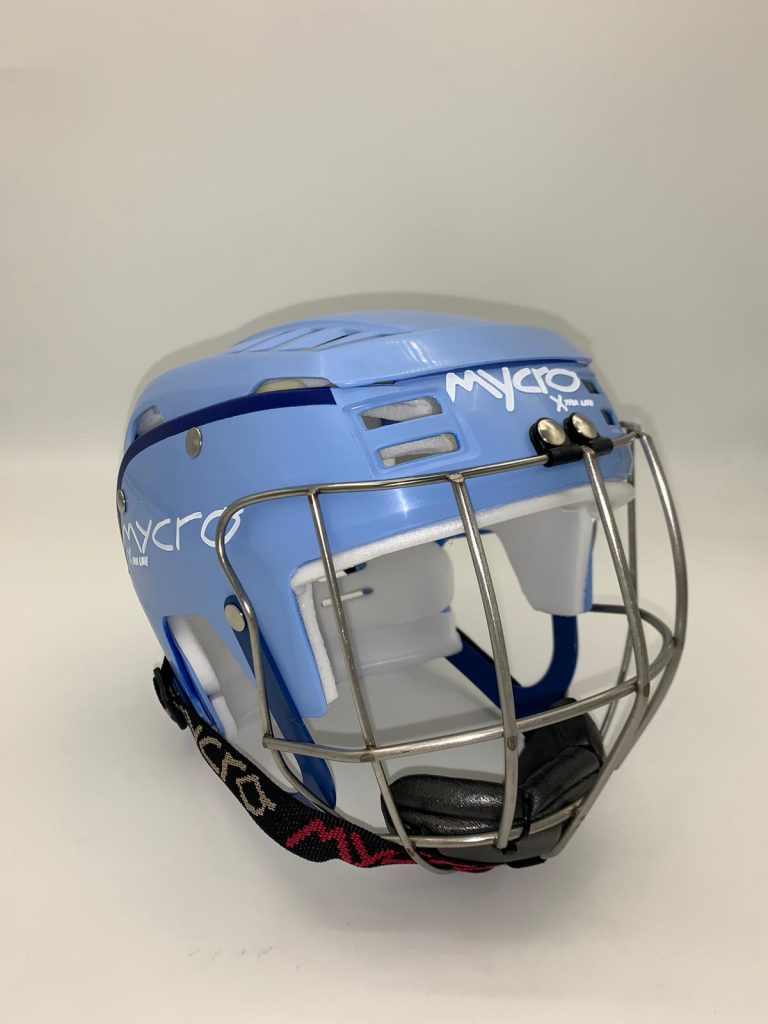 Sky Blue and Navy Stripe Mycro Helmet - Team Kit